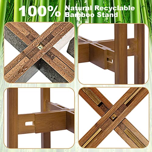PlantsHome Fun Adjustable Plant Stand Indoor,Bamboo Mid Century Modern Plants Stands, Stable Plant Holder,Fit 8 9 10 11 12 inch Pots (Pot & Plant Not Included)