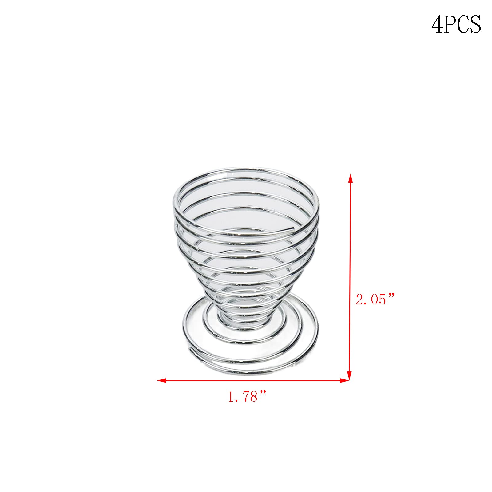 Faotup 4Pcs Spring Egg Cup Holder Spring Wire Egg Tray Spring Wire Egg Cup for Home Kitchen Egg Cup Storage Holder Silver, 1.78"x2.05"(LxH)