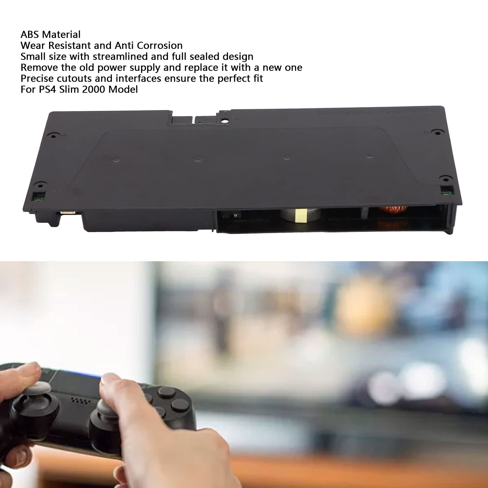 Game Console Power Source, N15‑160P1A Power Supply Unit for Playstation PS4 Slim 2000, Replacement PS4 Power Adopter with 5 Pin Unit Connection, 100-240V