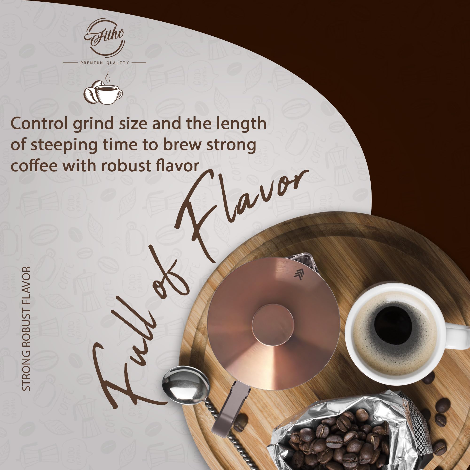 French Press Coffee Tea Maker（34oz）,304 Stainless Steel Coffee Press with 4 Filters Screen-100% No Residue -German Heat-Resistant Borosilicate Glass- BPA FREE -Dishwasherable，Copper