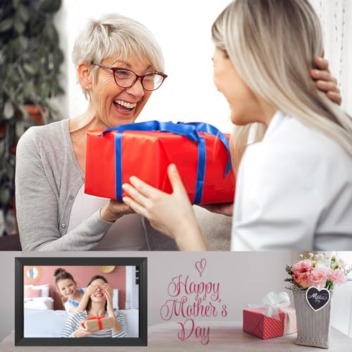 Digital Picture Frames Load from Phone, Frameo 10.1 inch Smart WiFi Digital Photo Frames You Can Send Pictures to, 1280x800 IPS LCD Touch Screen, Built in 32GB, Gift for Friends and Family…