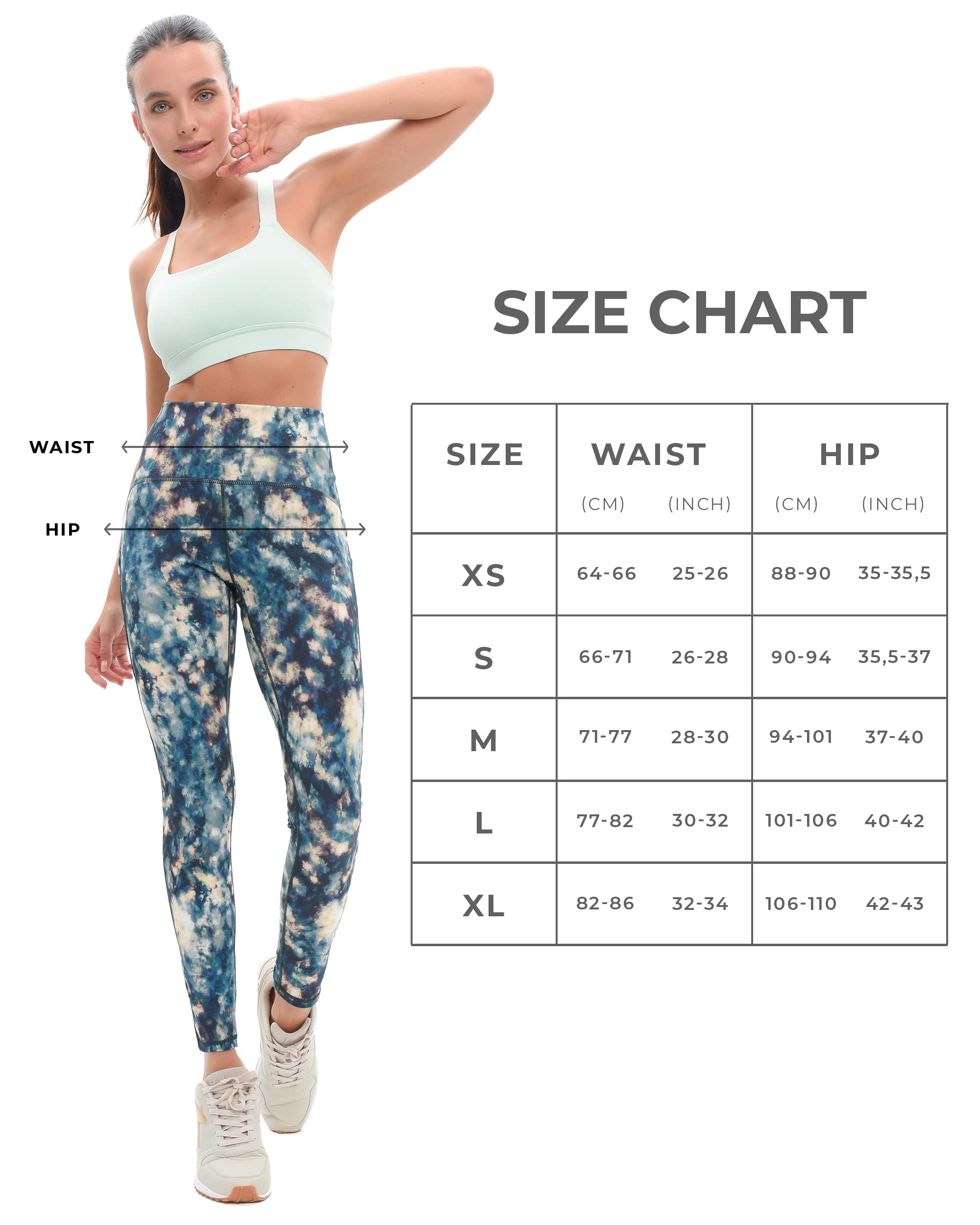 FALABELLA High Waisted Belly Control Leggings for Women Dry Fit for Workout with Lateral Pocket Print Turquoise Medium