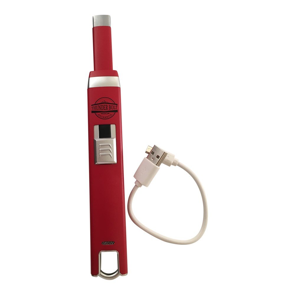 Thunder Bolt Pro Electronic USB Lighter Rechargeable, Double Arc Spark Safe to Use on Gas BBQs, BBQ Firelighters, Gas Stove, Candles, Camping Fires, Paper, 100s of Times w/o Charge, Guaranteed (Red)