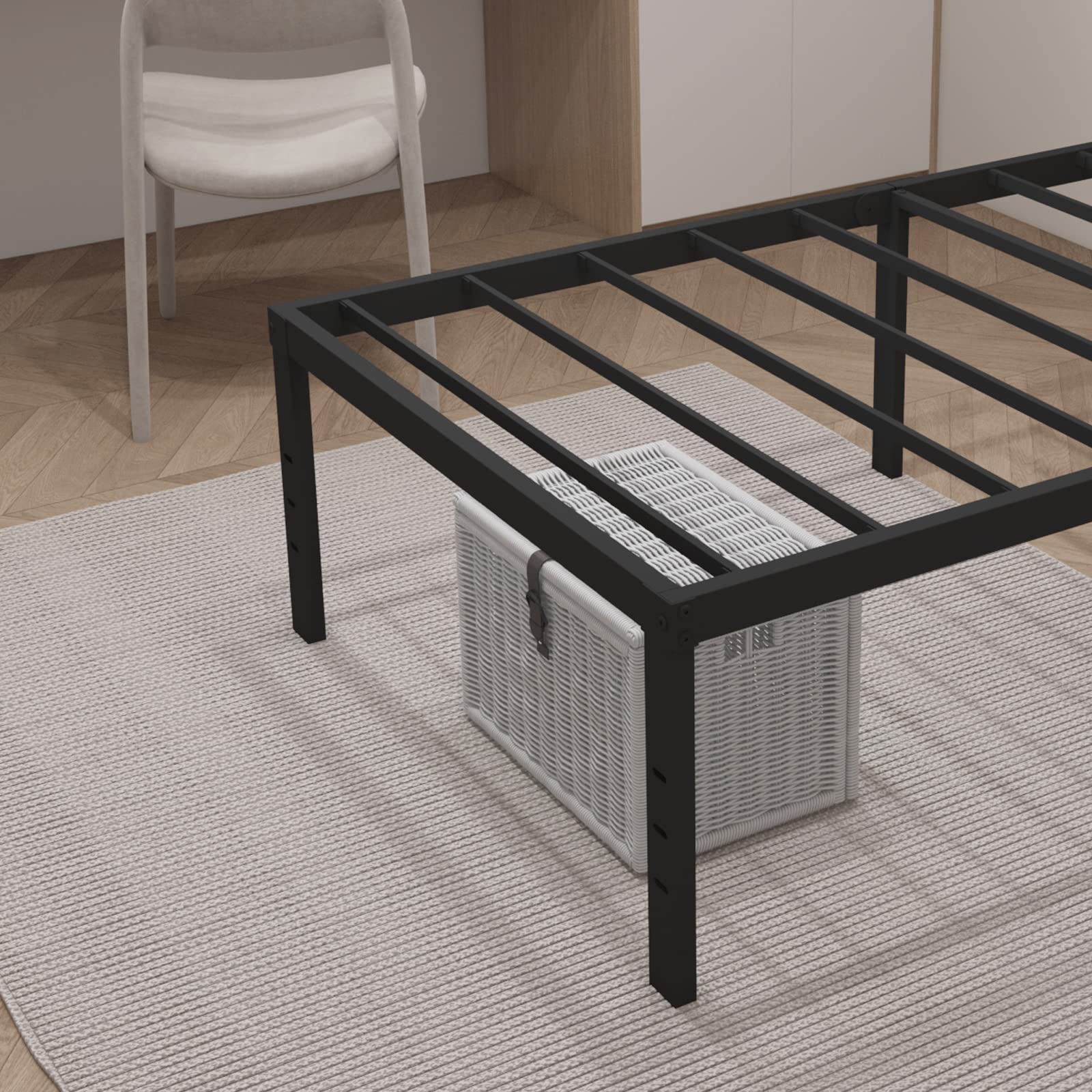 DURISO King Bed Frame 14 Inch High Metal Platform Heavy Duty Sturdy King Size Bed Frames Max 3500lbs Easy to Assemble No Box Spring Needed No Noise Black