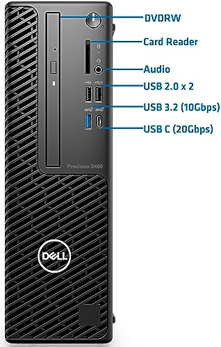 Dell Precision 3460 Desktop, i9-12900K, 64GB RAM, 2TB NVMe SSD, Nvidia Quadro T1000 4GB Graphics, DVDRW, USB C, HDMI, Mini-DisplayPort, AC Wi-Fi USB, BT, Windows 11 Pro