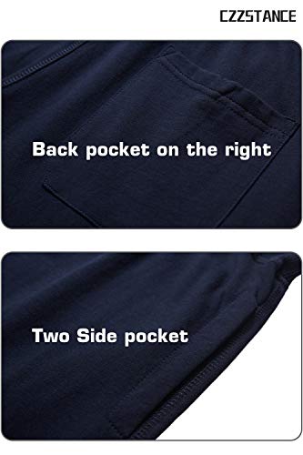 czzstance Mens Shorts Casual Cotton Athletic Shorts Drawstring Workout Running Shorts with Pockets Navy
