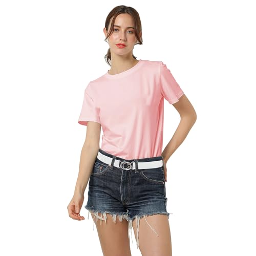Falari Womens Stretch Belt Adjustable Web Belt Metal Buckle All Occasion Dress Belt - White