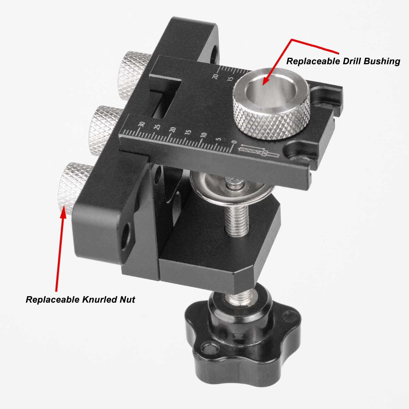 Dowel Drill Guide Kit, Doweling Jig Hole Puncher 3 in 1 Stable Resistant Accurate Aluminum Alloy with 8mm 10mm 15mm Drill Bit for Woodworking