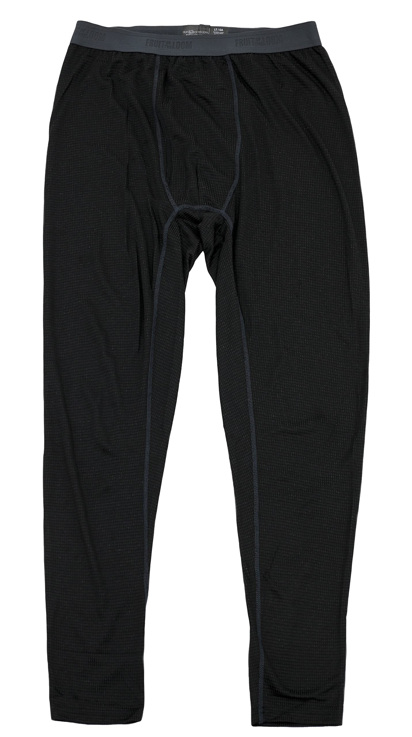Fruit of the Loom Signature Men's Grid Tech L3 Thermal Base Layer Pant, X-Large Tall Black Soot