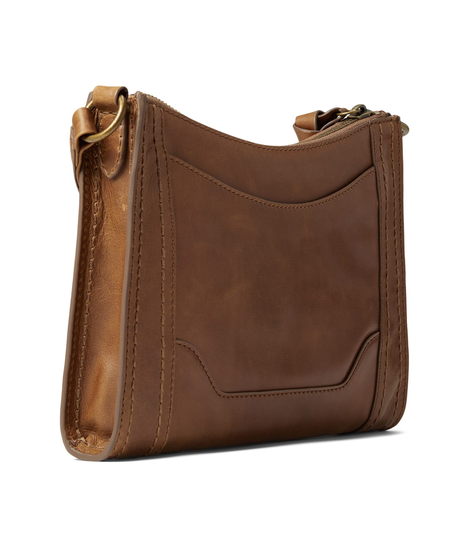 Frye Melissa Metallic Basket Woven Zip Crossbody Cognac One Size
