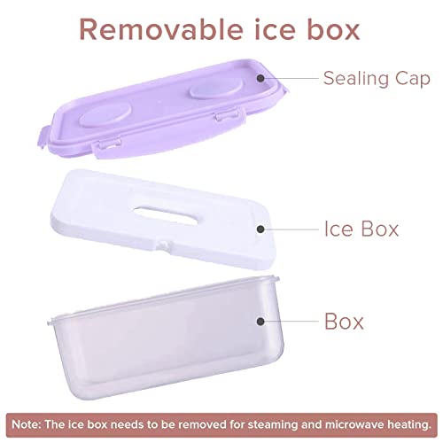DOOBAANN Food Storage Containers with Ice Box,Fruit Containers Set with Lunch Bag,Perfect for Summer,Bpa Free. (YELLOW/PURPLE)
