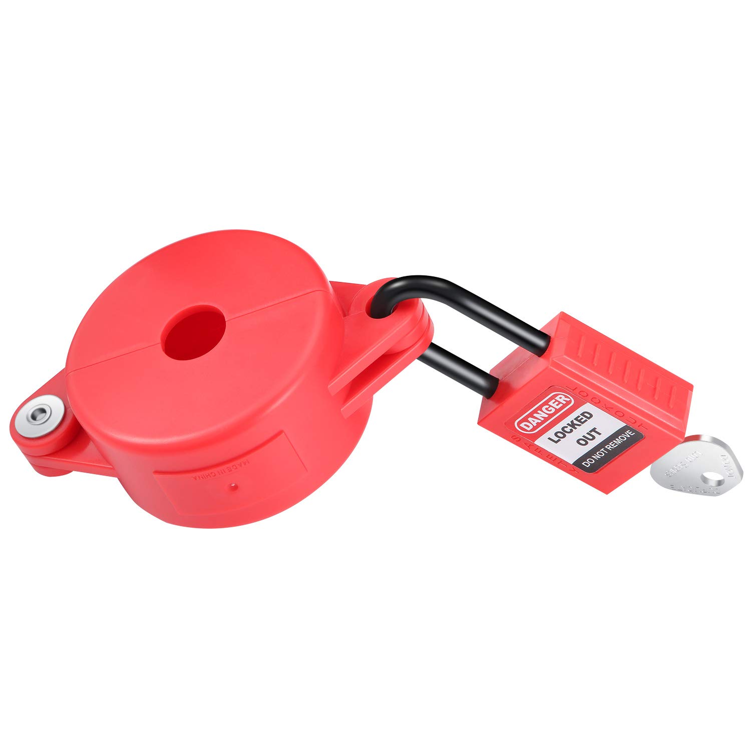 Honoson Valve Lockout and Safety Padlock Combination Oil Gas Valve Lock Natural Gas Valve for Chemical Industry, 1-2.5 inch, Red (1 Pack)