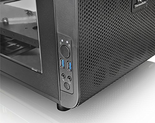 Thermaltake Core V21 SPCC Micro ATX, Mini ITX Cube Gaming Computer Case Chassis, Small Form Factor Builds, 200mm Front Fan Pre-installed, CA-1D5-00S1WN-00 Black