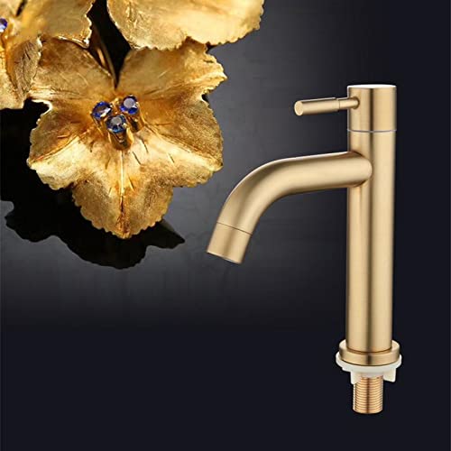 GeRRiT Brushed Gold Bathroom Basin Single Hole Cold Handle Shower Head Faucet Bath for Kitchen Sink Water Tap Toilet Hardware