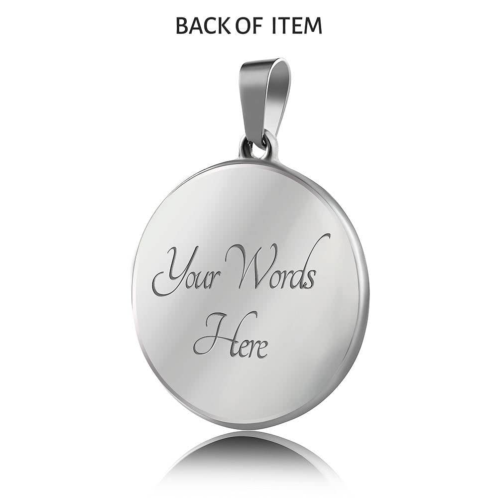 Express Your Love Gifts Rhodesian Ridgeback Mama Necklace Circle Pendant Engravable 18k Gold Plated 18-22" Dog Mom Pendant