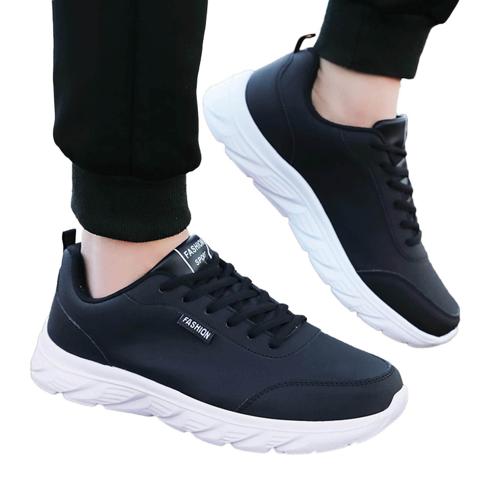 FASDNENDYS Mens Shoes Large Size Casual Leather Laace Up Solid Color Casual Fashion Simple Shoes Running Mens Sneaker Boot Size 8 White