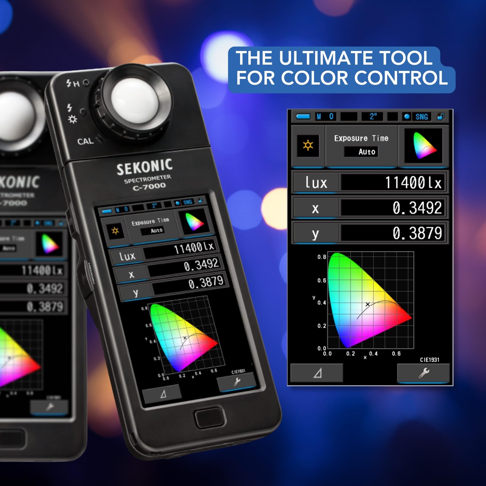 Sekonic C-7000 Spectrometer Spectrum Analyzer Bundle Kit - Portable Handheld Tool for Precision Color Control & Interpretation for Home, Designer's Firm, Engineering Lab & Industrial Use