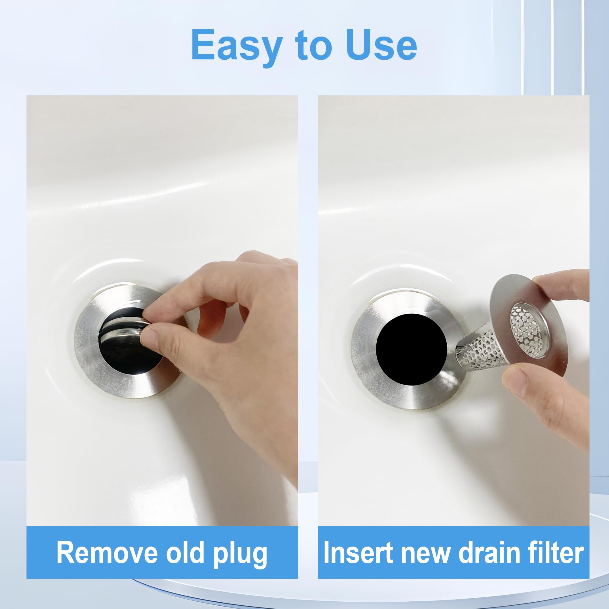 Kaemi 6 Pcs Bathroom Sink Drain Strainer for 1.2"-1.6" Drain Hole, Premium 304 Stainless Steel Small Conical Porous Bathtub Sink Hair Catcher
