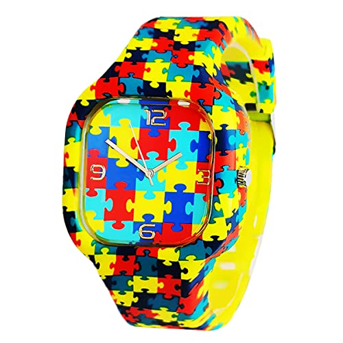 origset Men's Watch Fun Big Dial Casual Silicone Rubber Waterproof Leisure Sports Fashion Popular Unisex Wristwatch 45mm