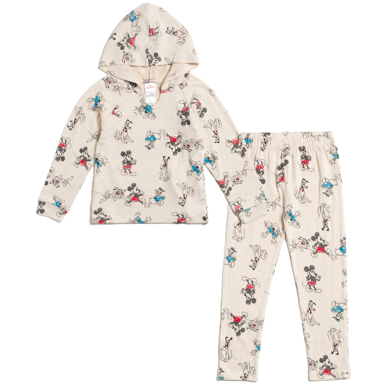 Disney Mickey Mouse Pluto Donald Duck Newborn Baby Boys Pullover Hoodie and Pants Outfit Set White 6-9 Months
