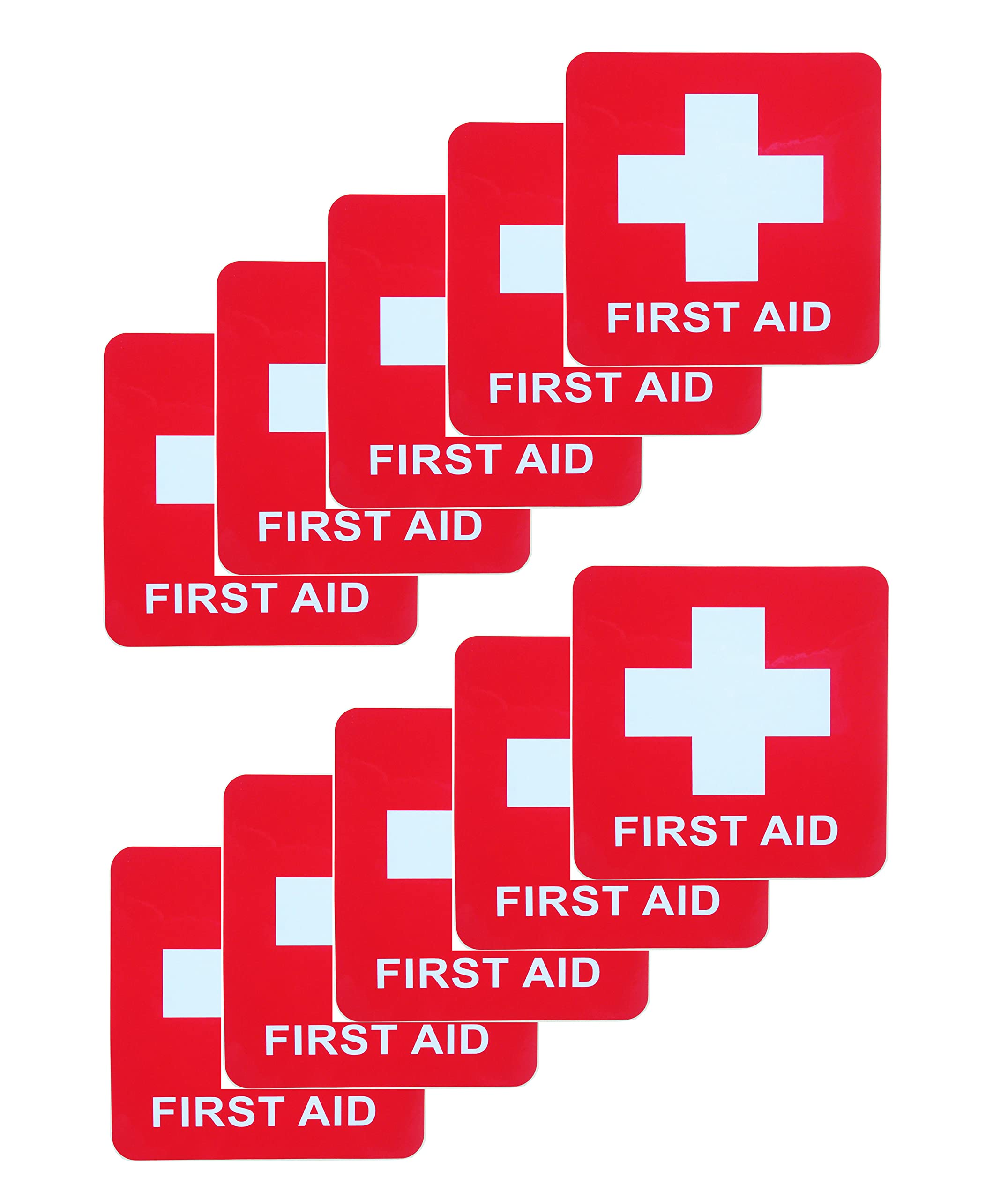 HAISDA Waterproof First Aid Kit Stickers Decal Emergency Symbol Logo Labels, Hospital Ambulance Safety Signs, Size: 2.8" x 2.8", Vinyl Wall Sticker, Pack of 10