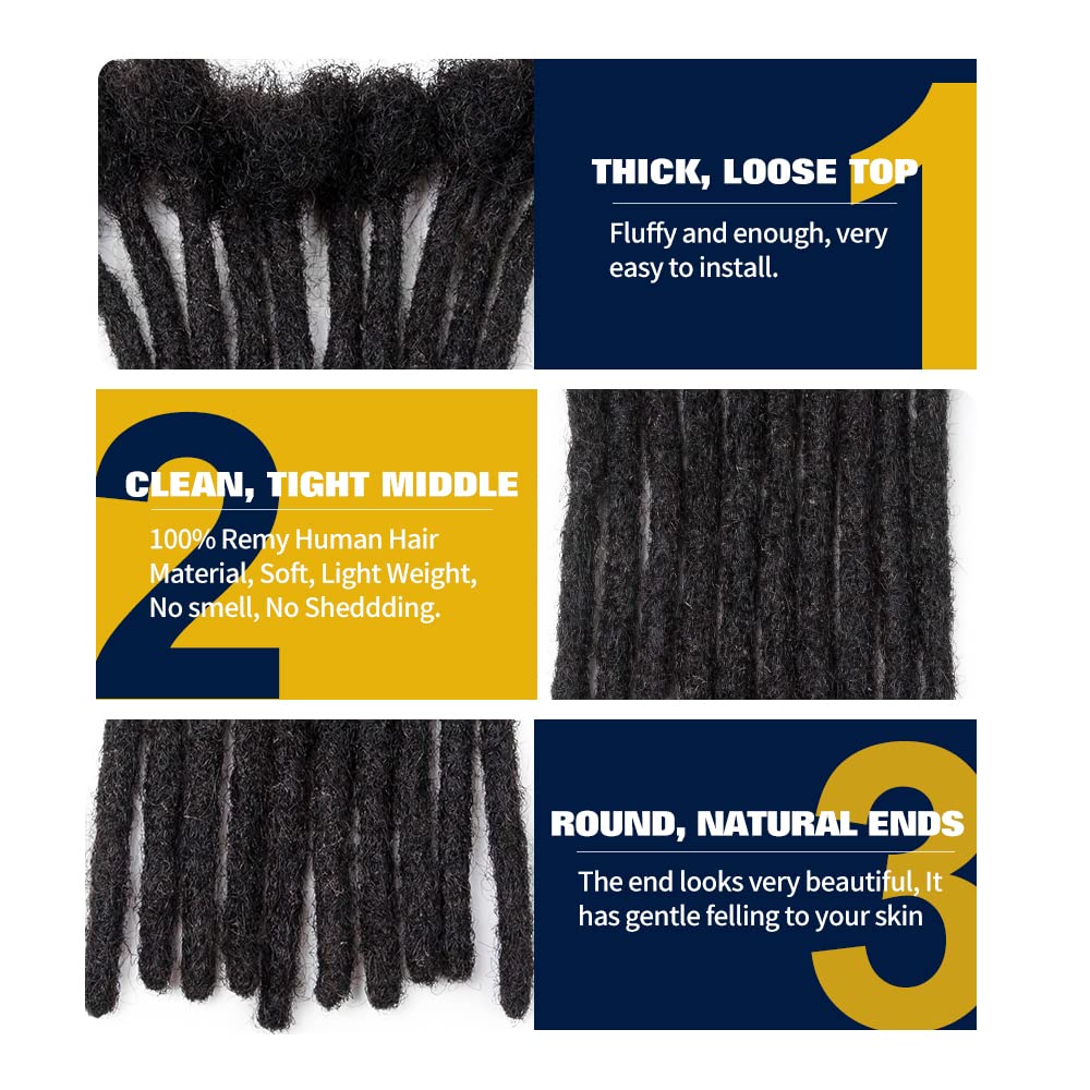 FAMILOCS 100％ Human Hair Loc Extensions 8 Inch 0.6cm Width Full Hand-made Permanent Dreadlock Extensions for Women/Men Can Be Dyed and Bleached, with Crochet Hook and Comb (#613 Blonde/70 Strands)