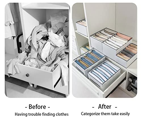 ZTPING 2 PACK Wardrobe Clothes Organizer, Upgrade PP Board Mesh,Handle Foldable Washable Drawer Clothes Organizer, Mesh Storage Compartment for Jeans Underwear T-shirt Legging Dress Thin Coat