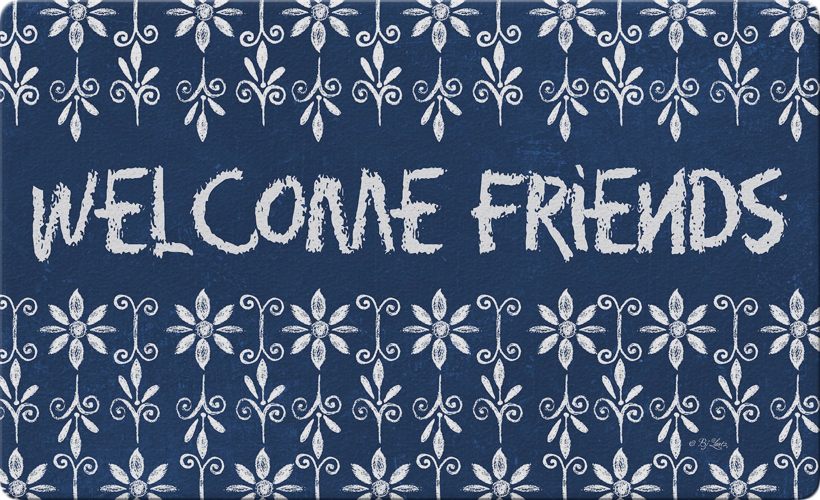 Toland Home Garden 800335 Chalk Flowers Welcome- Blue Welcome Door Mat 18x30 Inch Flower Outdoor Doormat for Entryway Indoor Entrance
