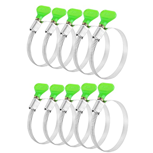 iPower 2.5 Inch Key Adjustable Stainless Steel Vacuum-and-Dust-Collector-Hose-Clamps Vent Ducting Connection, 10 Pack