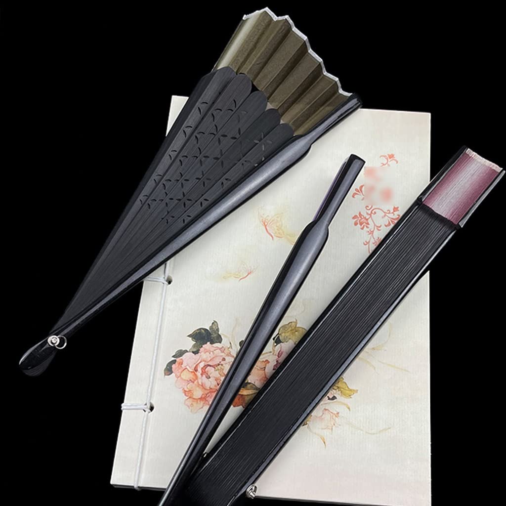 Fan Folding Fan Ancient Style Hanfu Cheongsam Easy to Open and Close Dance Fan Solid Color Summer Folding Female Fan (Color : Brown)