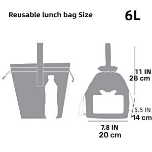 DAROSS Drawstring Lunch Bag, Reusable Small Lunch Bag,Lunch Sack,Cute Lunch Bag (Khaki)