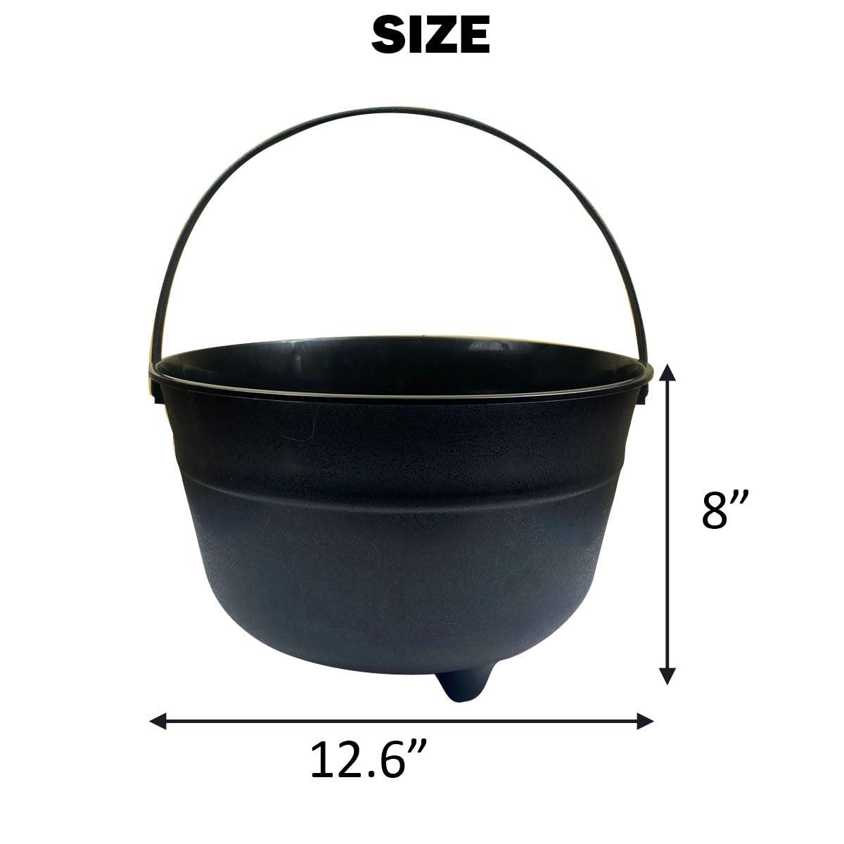 DQFAQYY Large Halloween Black Cauldron 12.6" Plastic Witch Cauldron Candy Bowl Kettle, Pot and Bucket Trick or Treat Party Supplier Decorations