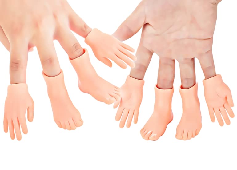 DR DINGUS Finger Hand & Feet Puppets - 4 Hands, 4 Feet, 4 Handles - Premium Rubber Little Tiny Finger Hands β Fun and Realistic Design β Ideal Gag Present