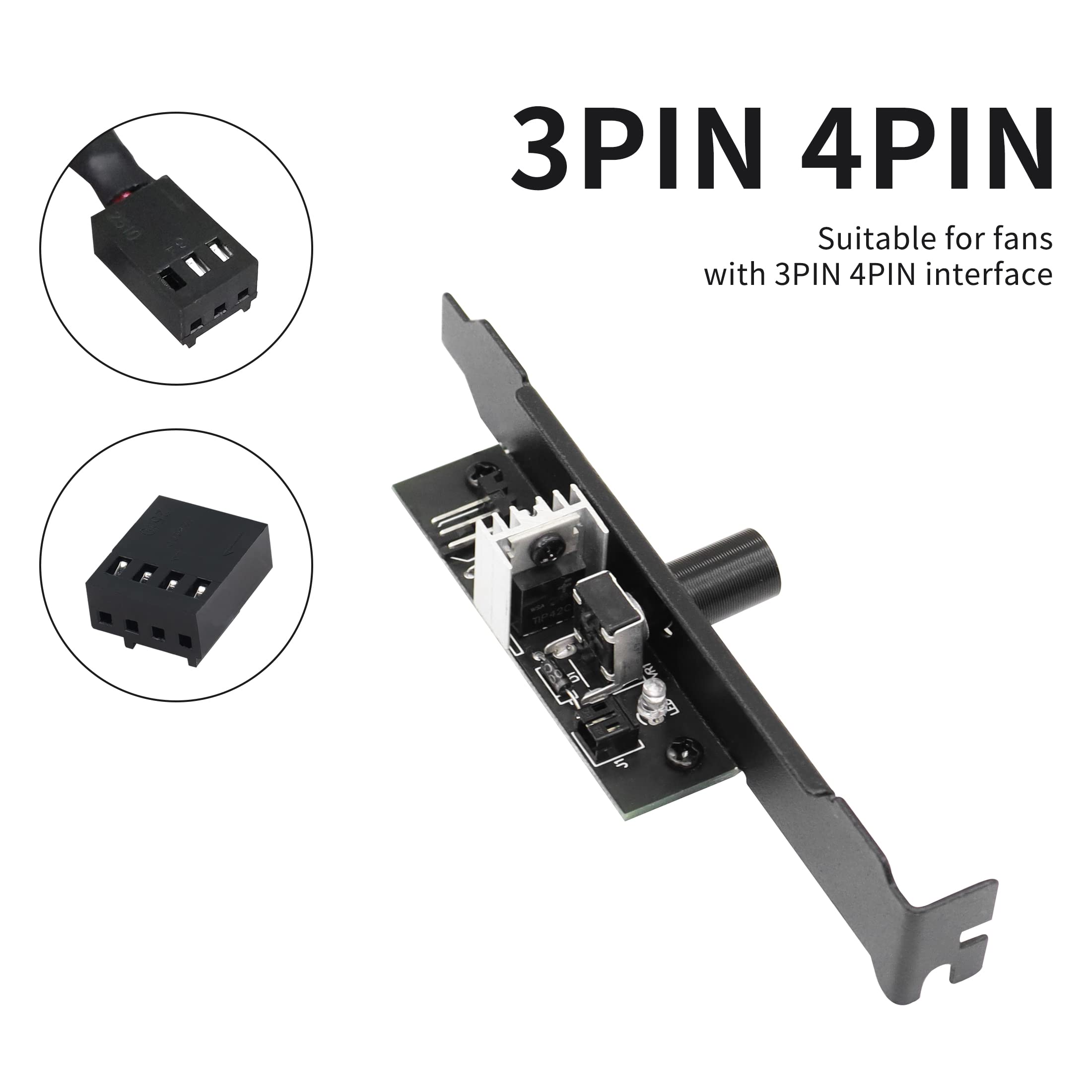 Fan Hub CPU Cooling YACSEJAO 12V 3/4pin PC 3 Channels Fan Hub 1Knob Cooling Fan Speed Controller(1Knob IDE)