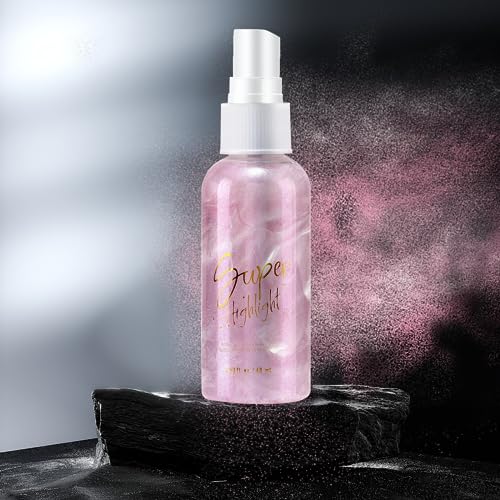 DAGEDA Body Glitter Spray, Pink Glitter Hairspray for Face,Hair and Body, Body Shimmer High Gloss Liquid Highlighter Makeup Moisturizing, Sparkle Glitter Body Glow for Rave Accessories 2.02 Fl.oz