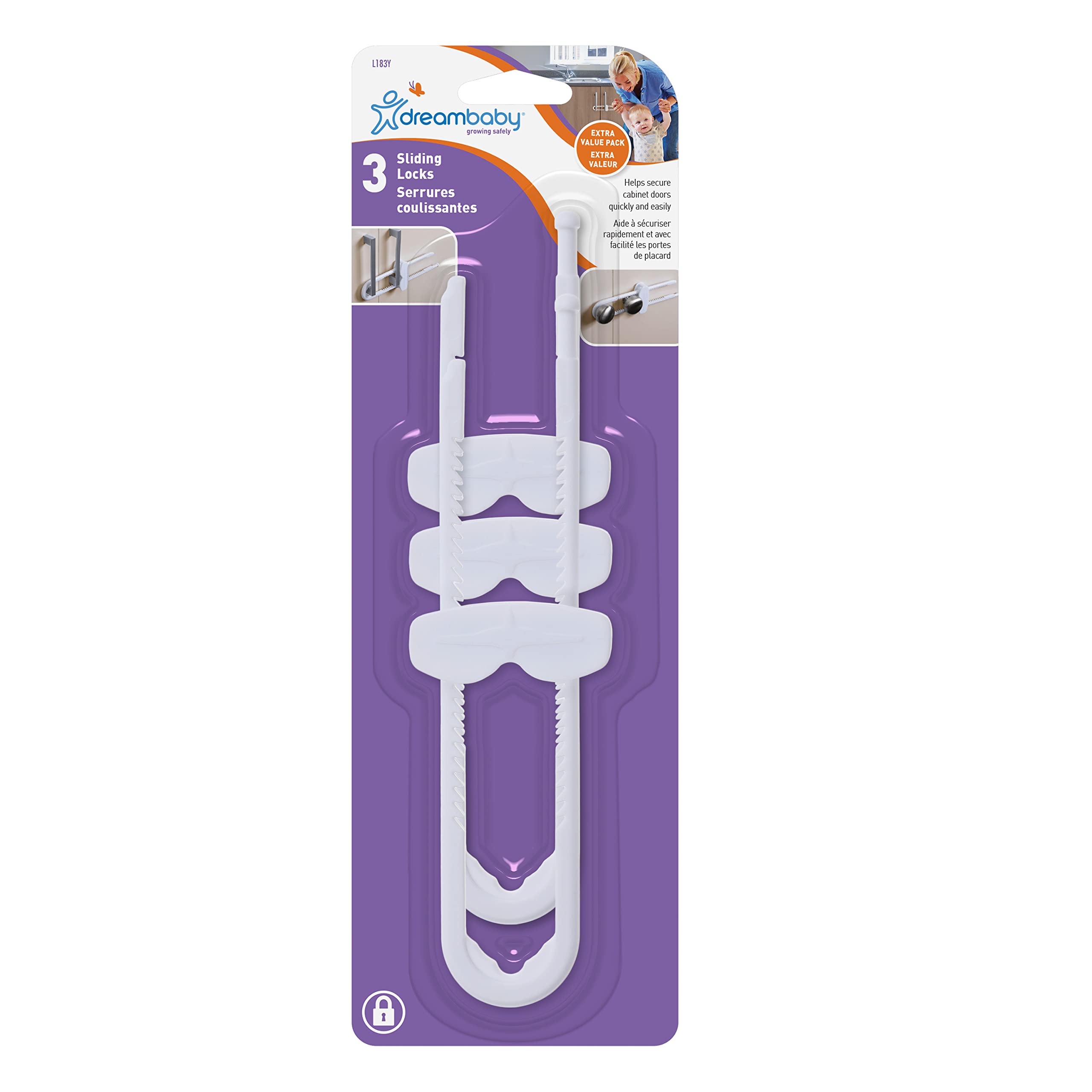 Dreambaby Sliding Cabinet Child Safety Locks - U Shaped for Knobs and Handles