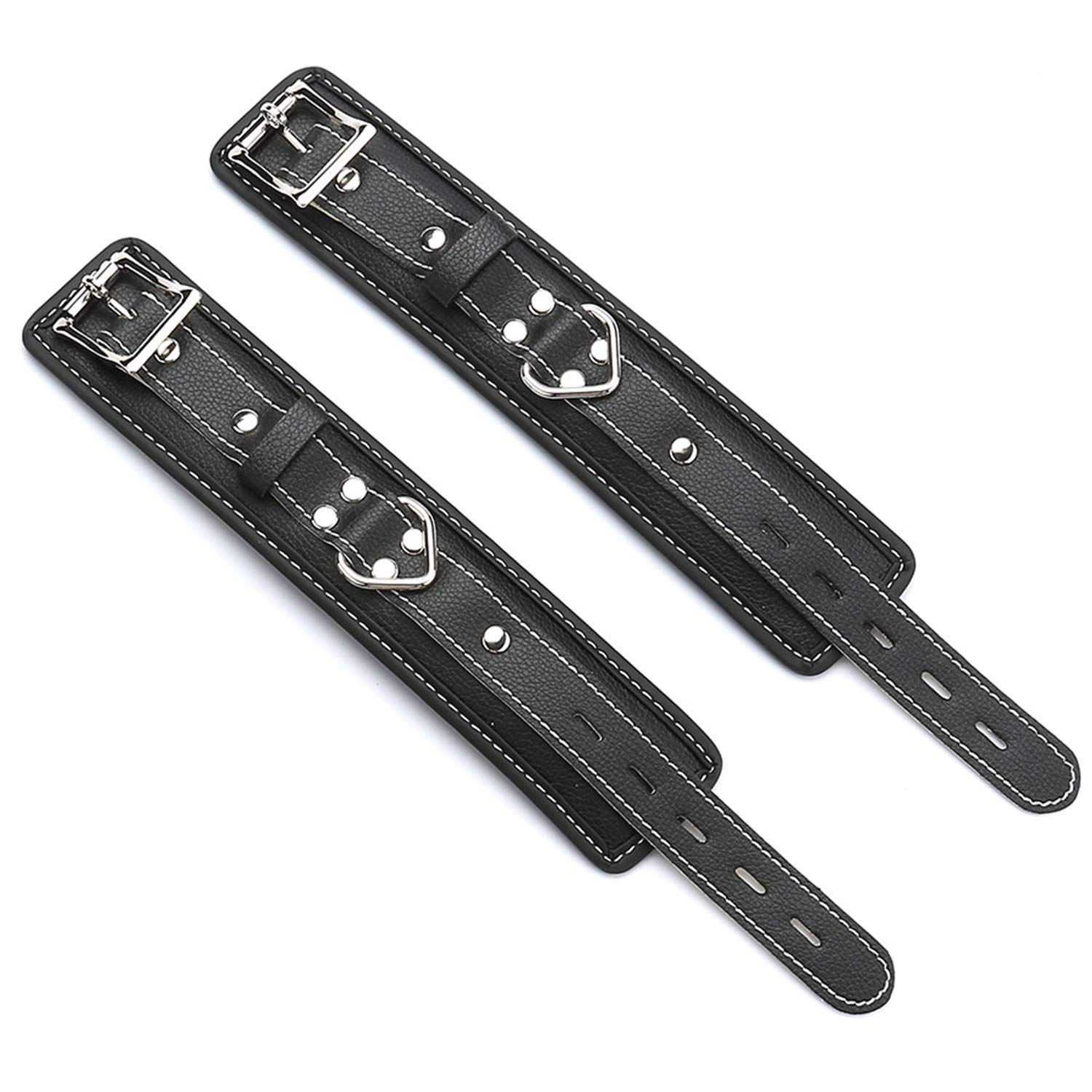 EXREIZST Adjustable Black Spreader Bar Set Kit with 2 Premium Soft Pad Black Leather Straps 2 Chains Expandable Sports Exercise Training Kit