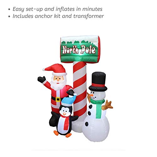 Impact Canopy Christmas Inflatable Decoration, Outdoor Holiday Lighted Snowman-Santa-Penguin, 5' Tall