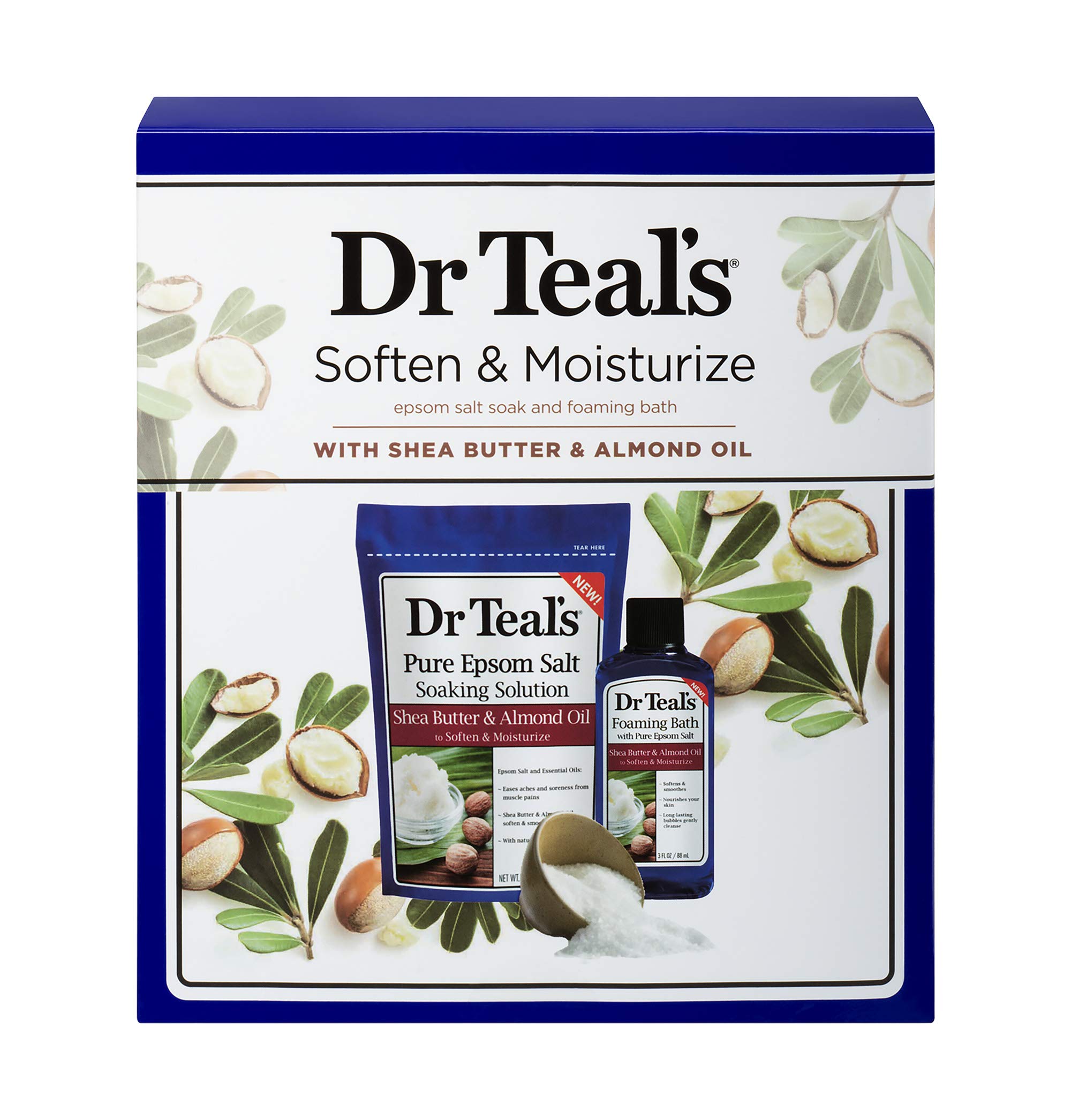 Dr Teal's Soften & Moisturize with Shea Butter & Almond Oil Epsom Salt Soaking Solution and Foaming Bath Gift Set