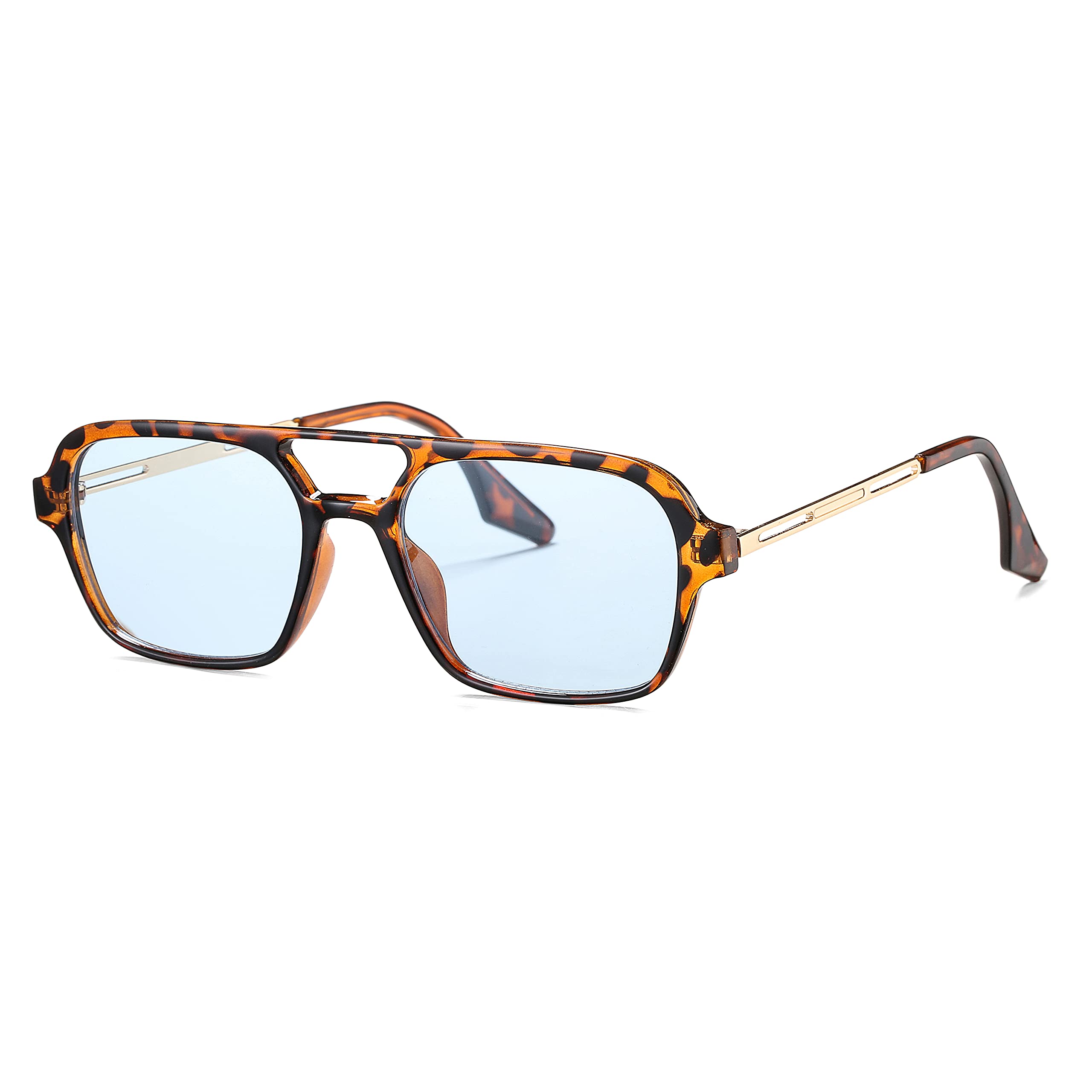 DeBuff Vintage 70s Flat Aviator Sunglasses for Women Men, Retro Square Glasses UV400 Protection Shades