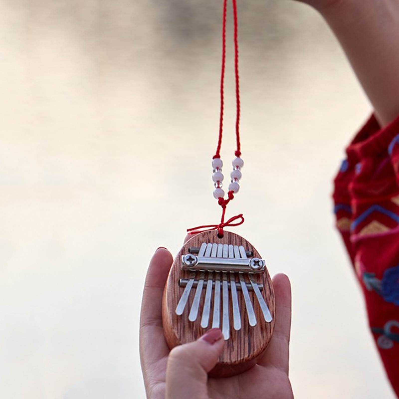 Exotic Nepal Kalimba 8 Keys Thumb Piano with lanyard Portable Mini Piano Musical instruments Good Valentine Gift Finger Piano Gift, 202109, brown