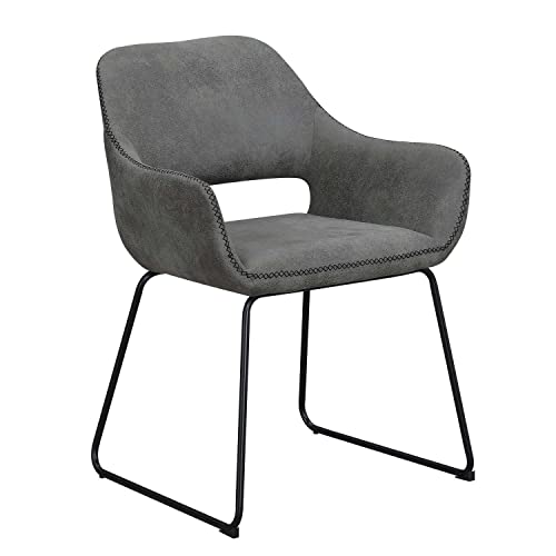 Convenience Concepts Take a Seat Samantha Arm Chair, Antique Gray Faux Suede/Black