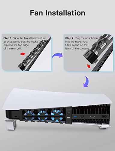 NexiGo PS5 Horizontal Stand with Slient Cooling Fan, [Auto On/Off], [Minimalist Design], Compatible with Playstation 5 Disc & Digital Editions, Built-in LED Light, Extra USB Port, Easy to Install