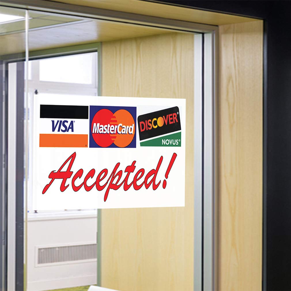 Decal Stickers Multiple Sizes Accepted ! Visa MasterCard Discover Red Industrial Vinyl Safety Sign Label Business 10x7Inches