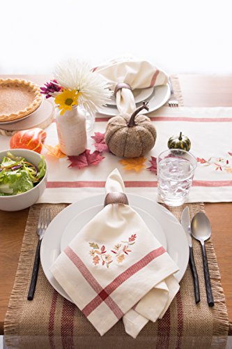 DII Thankful Autumn Collection Fall Tabletop Decoration, Square Napkin Set, 20x20, Falling Leaves, 6 Piece