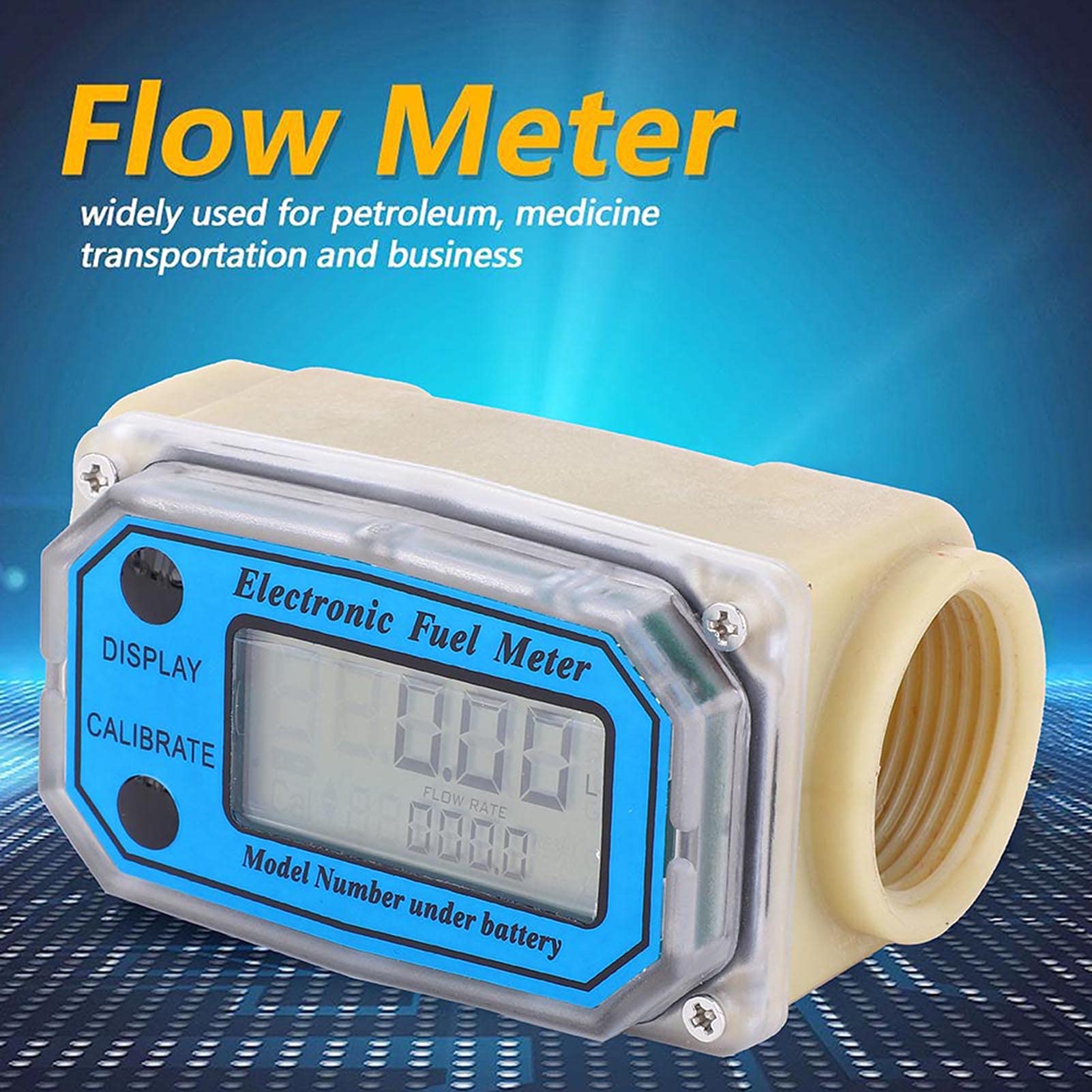 Turbine meter, digital mini turbine meter fuel meter 15-120 l/min 1"NPT counter, often used to measure