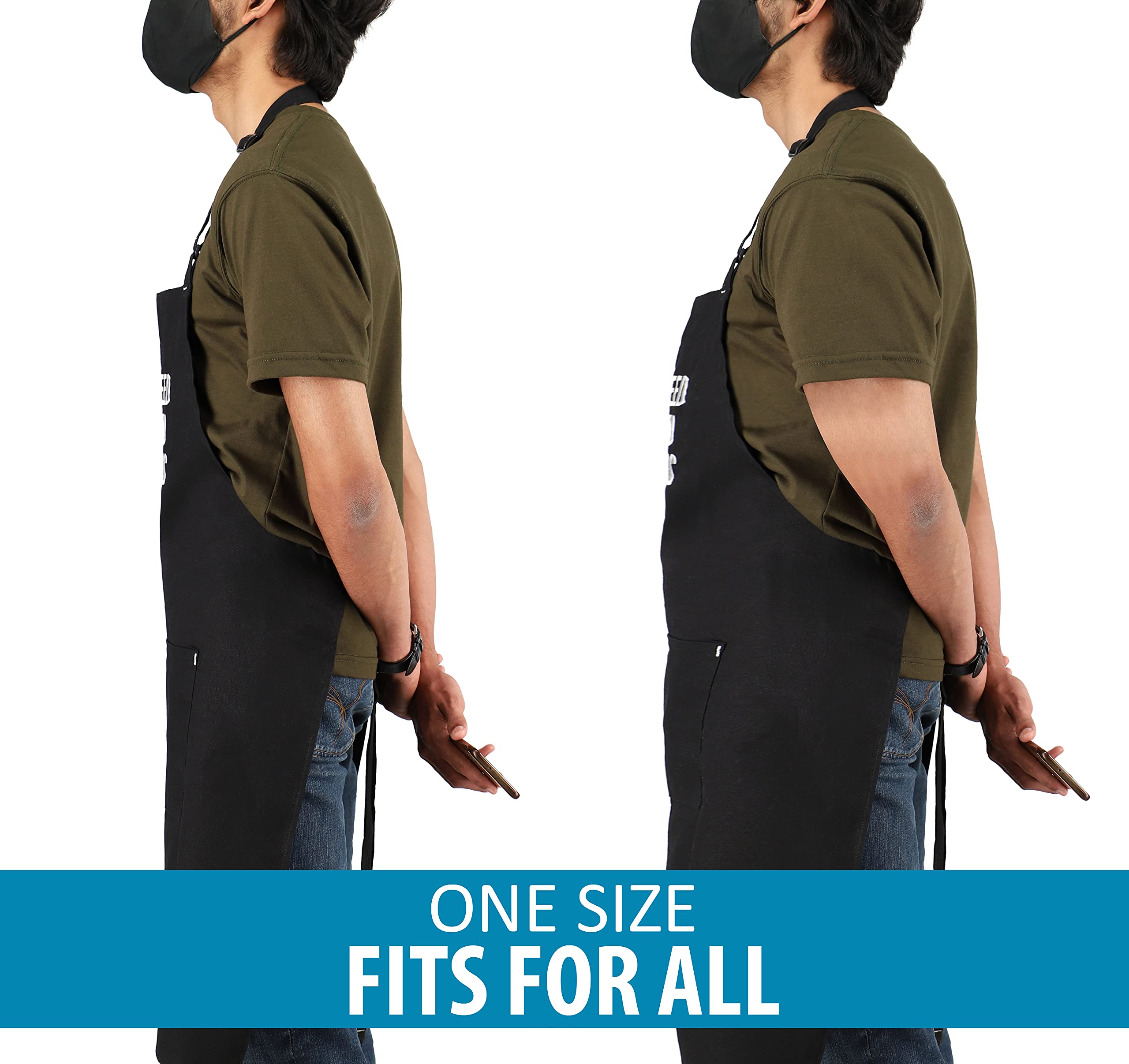 Exzillant - Embroidered Funny Aprons for Men - 3 pockets - Birthday, Christmas and Cooking Gifts for Dad, Brother, Husband - Polycotton -Black