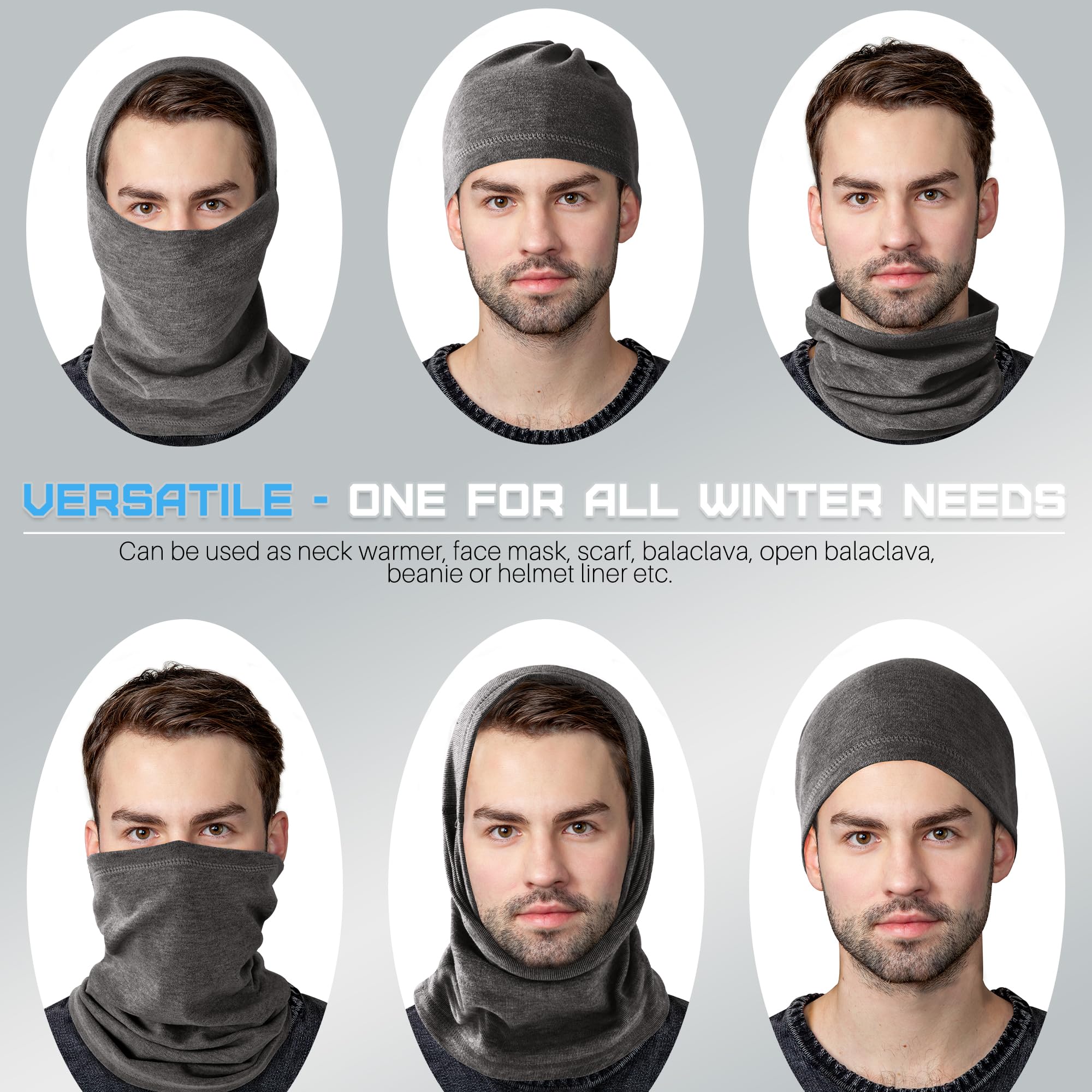 EXski Winter Neck Gaiter Warmer, Soft Fleece Face Mask Scarf for Cold Weather Skiing Cycling Outdoor Sports 2 Packed