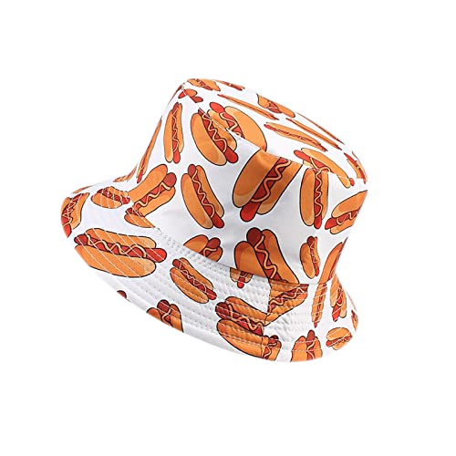 Funny Bucket Hat Sun Hat for Women Men,Unisex Reversible Cotton Summer Beach Hat Fisherman Hat Hot Dog