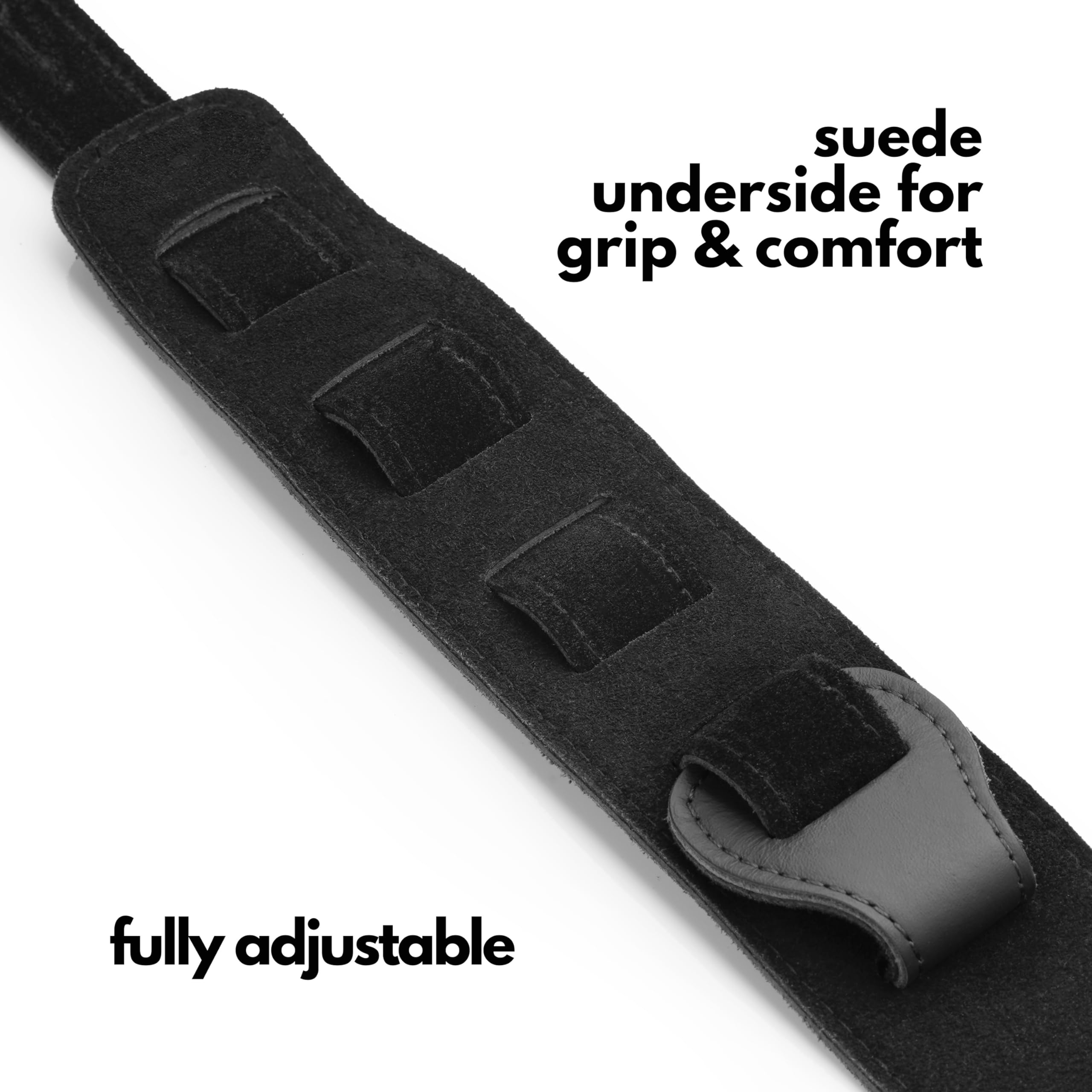Dat Strap Black Leather Guitar Strap 100% Handmade Adjustable Real Leather | Padded Layer for Comfort | for Electric, Acoustic, Bass and Classical Guitar